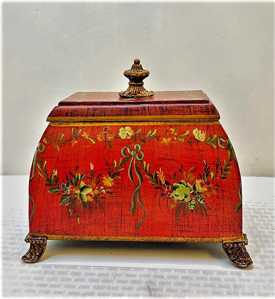 11''L Hand-painted Red Tole Jewelry Box/case - Etsy
