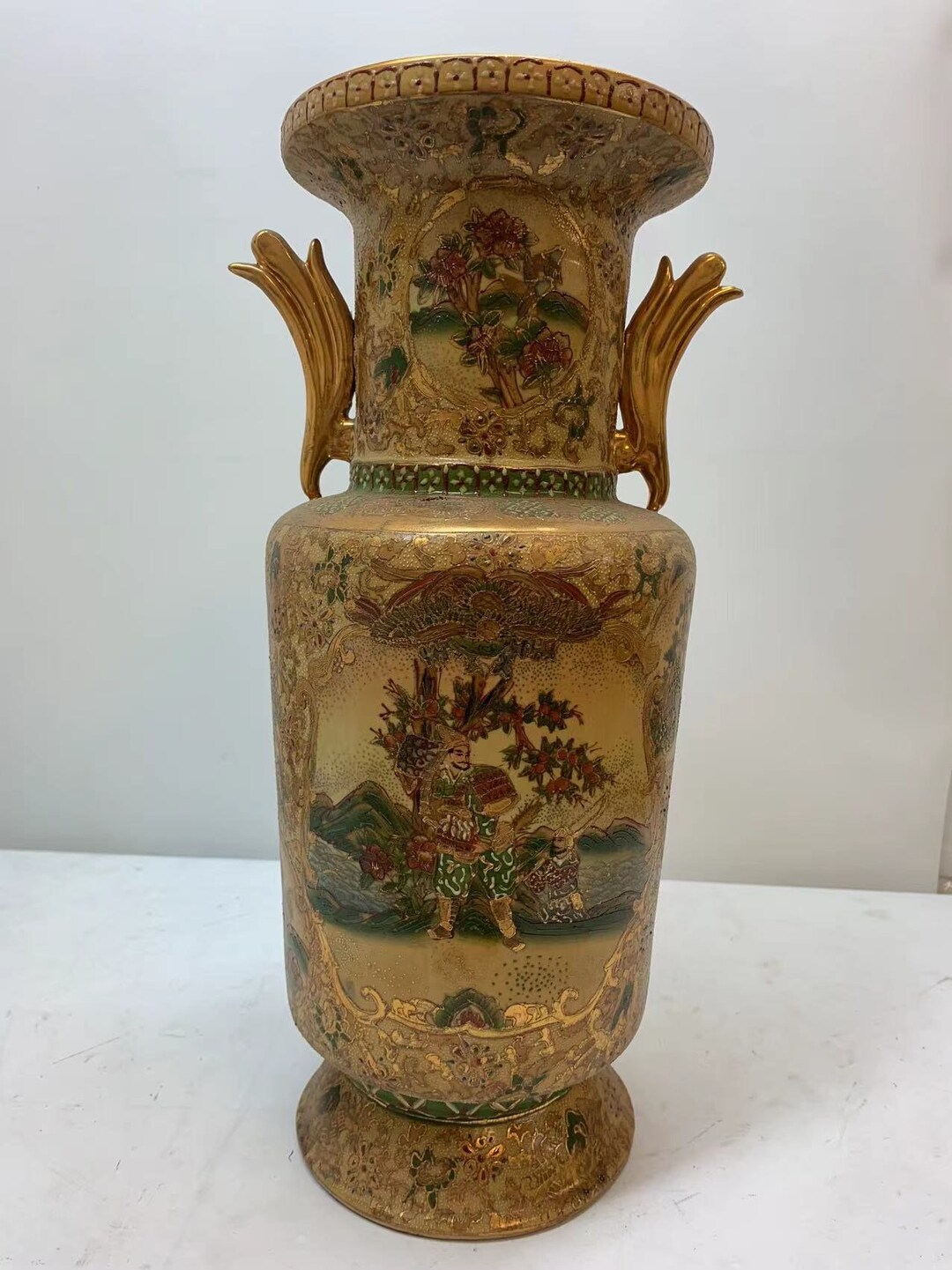 16"h Exquisite Gilded and Color-painted Porcelain Jar, With Handles and ...
