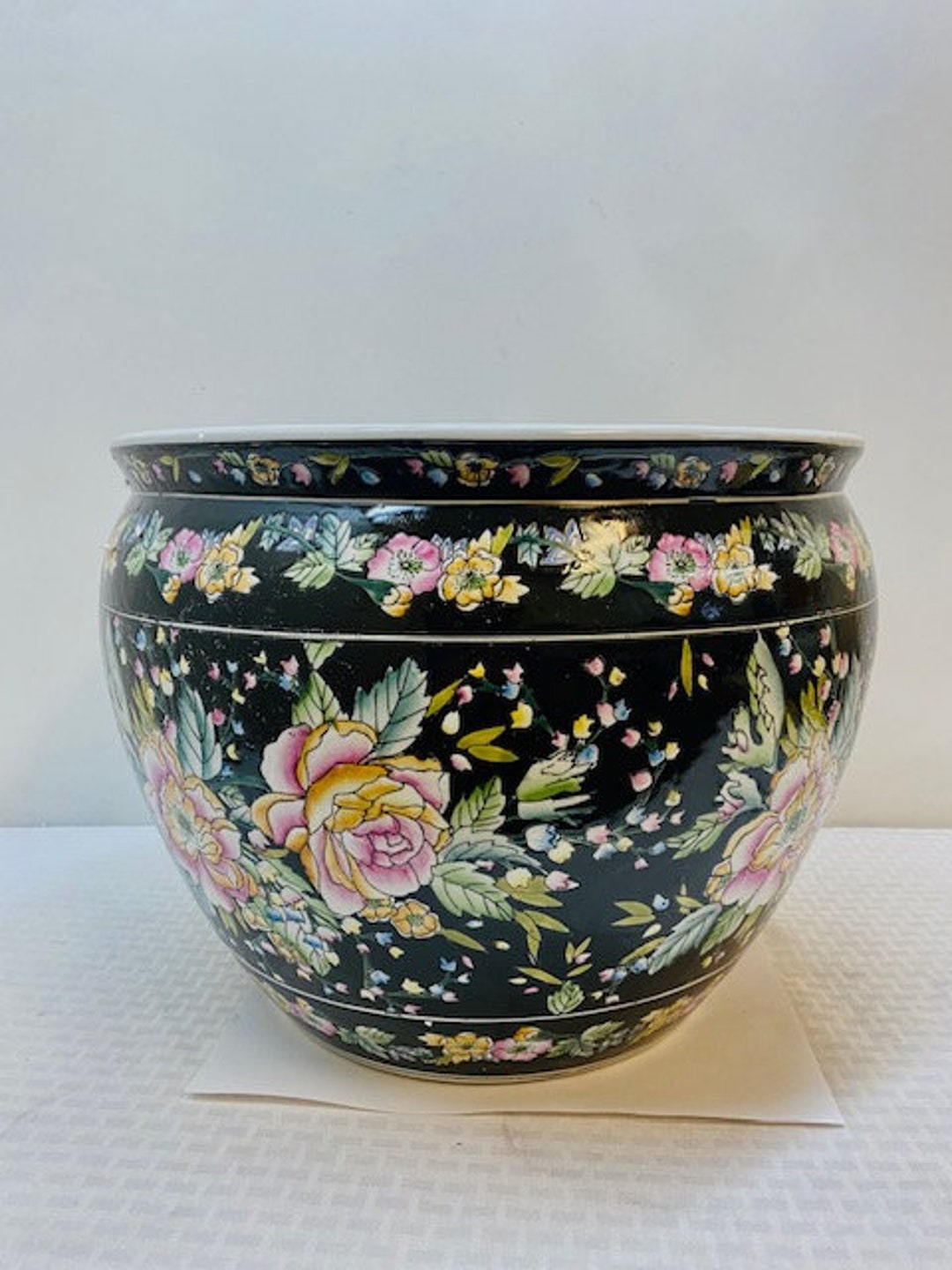 14"d Black Ceramic Urn or Vat - Etsy