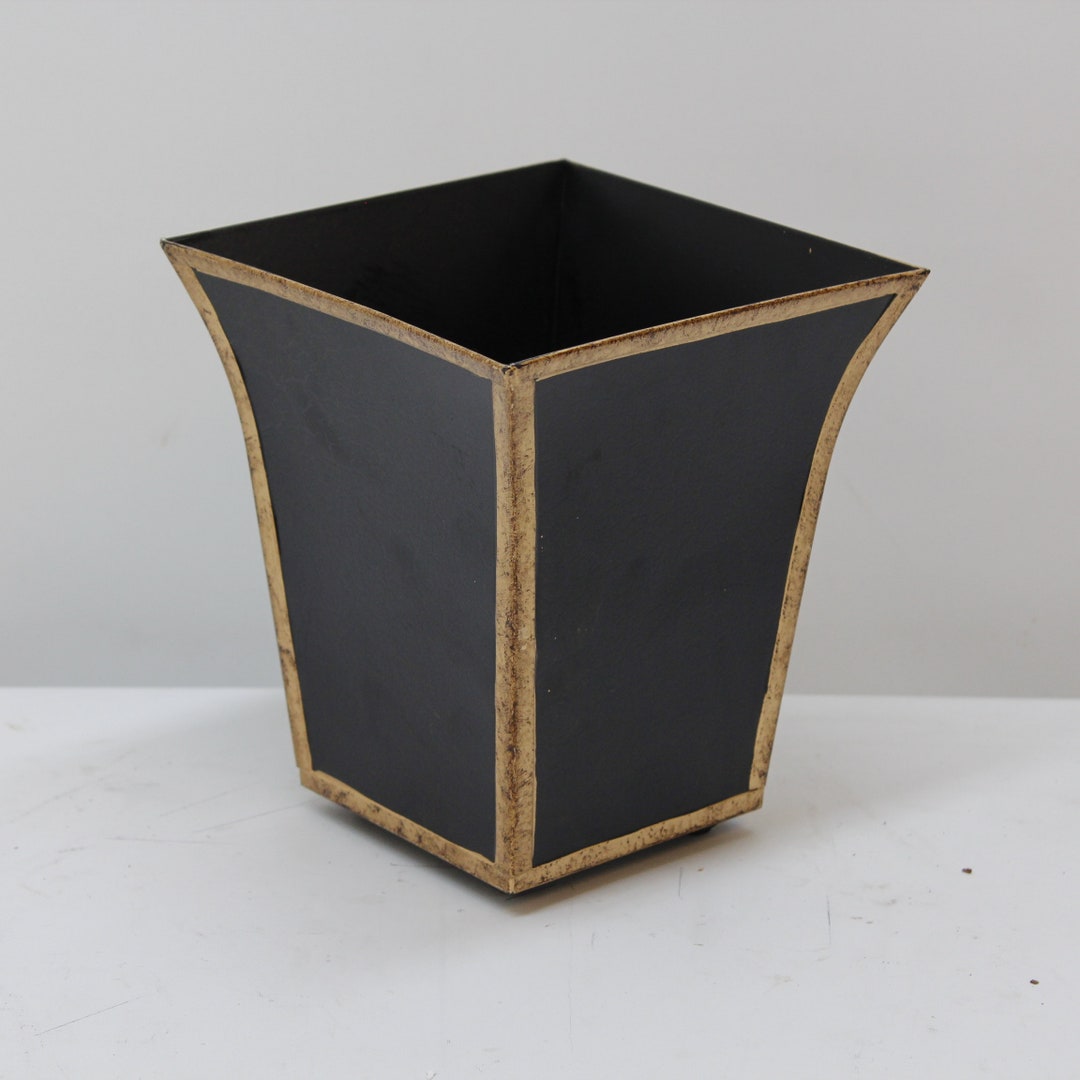 7"h Small-size Printed Plain Black Tole Bin & Orchid Planter - Etsy