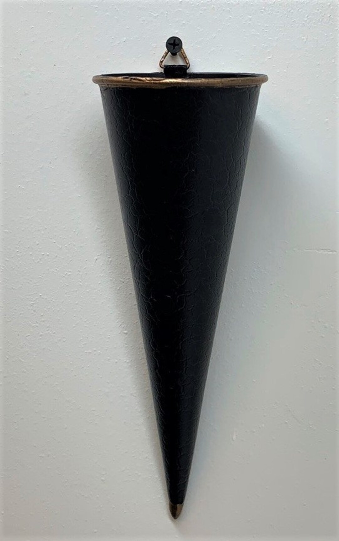 10"h Conical Pure Black Tole Wall Planter - Etsy