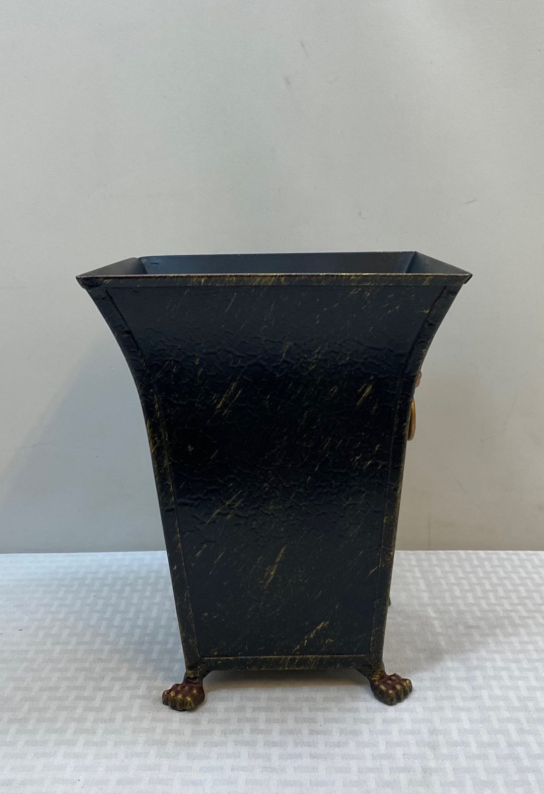 10"h Middle-size Hand Painted Black Tole Bin or Planter - Etsy