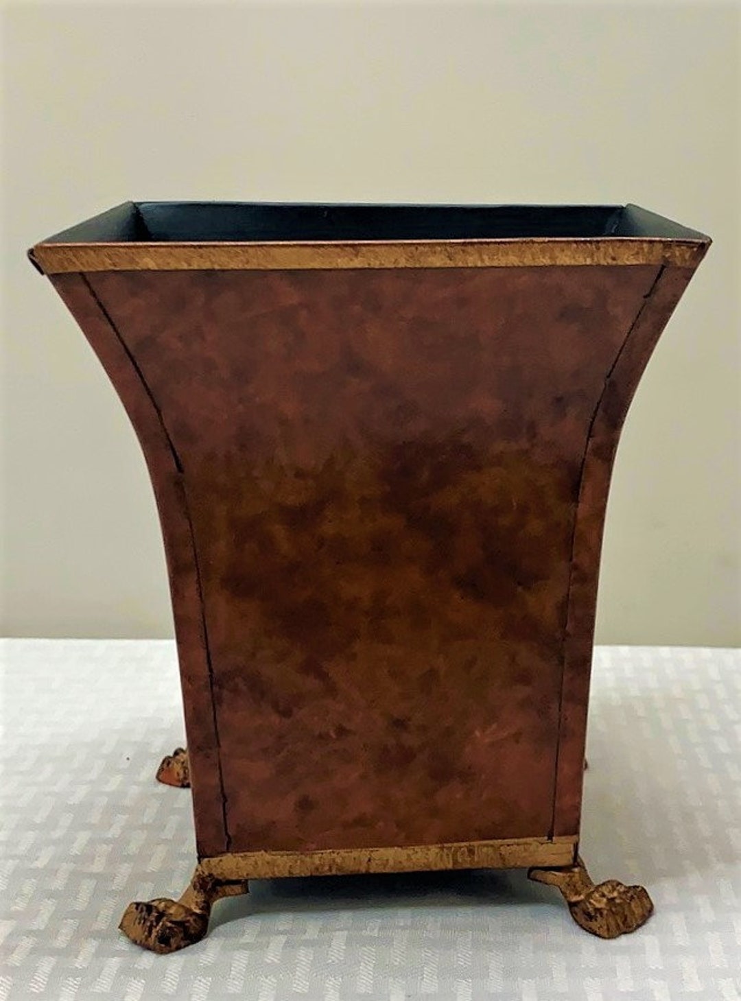 7"h Small Hand Painted Brown Tole Bin & Orchid Planter - Etsy