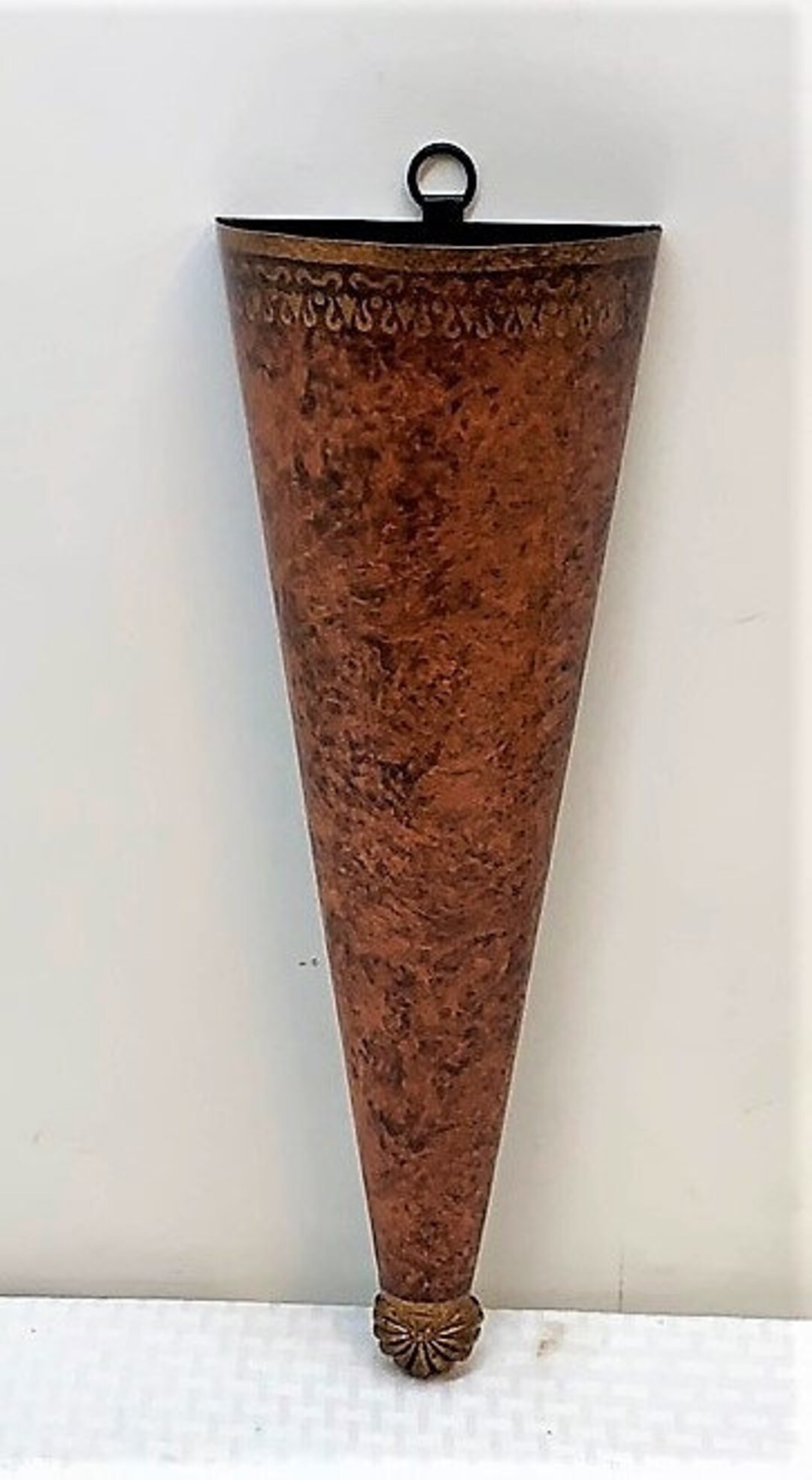 16h Semi-conical Brown Tole Wall Planter - Etsy