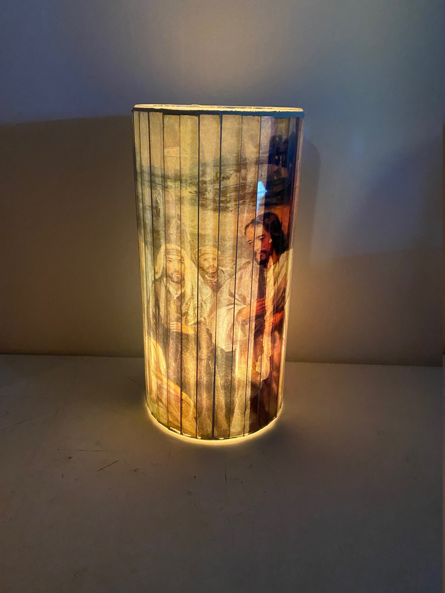 Handcrafted Glass Mosaic Decor Candle Holder Biblical 8" Tall Jesus ...