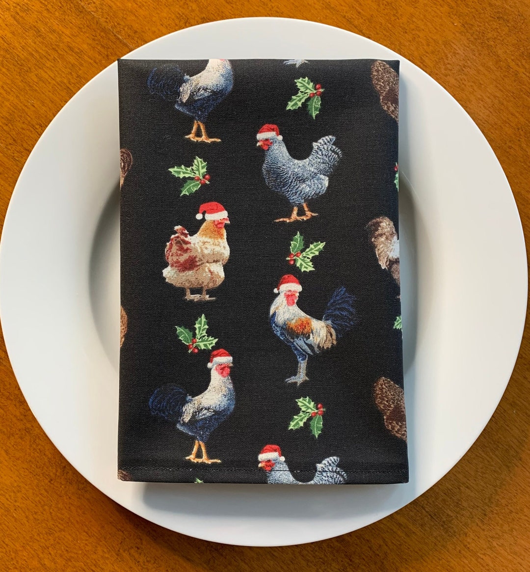 Christmas Chickens Themed Christmas Dinner Napkins Set of 4 - Etsy
