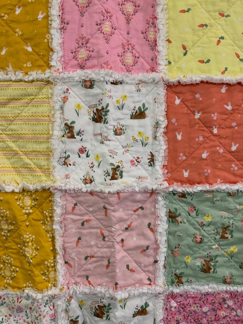 Easter Egg and Bunnies Spring Theme Rustic Rag Quilt - Etsy