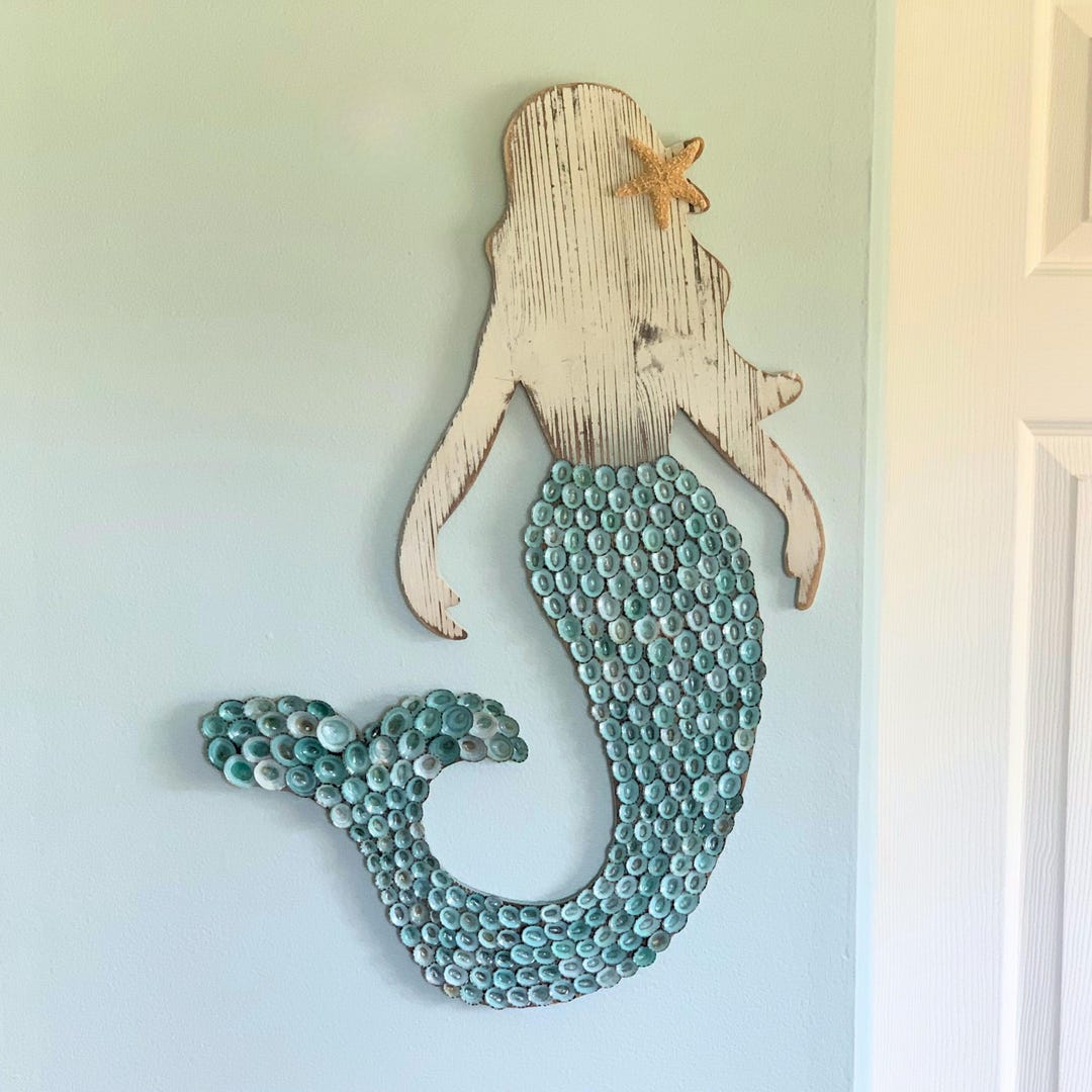 Mermaid Decor, Limpet Shell Mermaid, Mermaid Wall Art, Seashell Decor ...