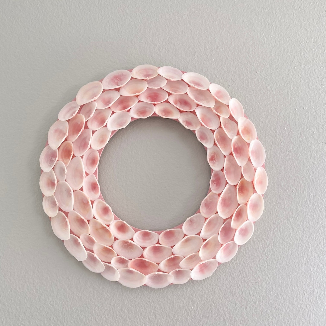 12.5” Rose Tellin Pink Shell Wreath, Shell Wreath, Pink Spring Easter ...