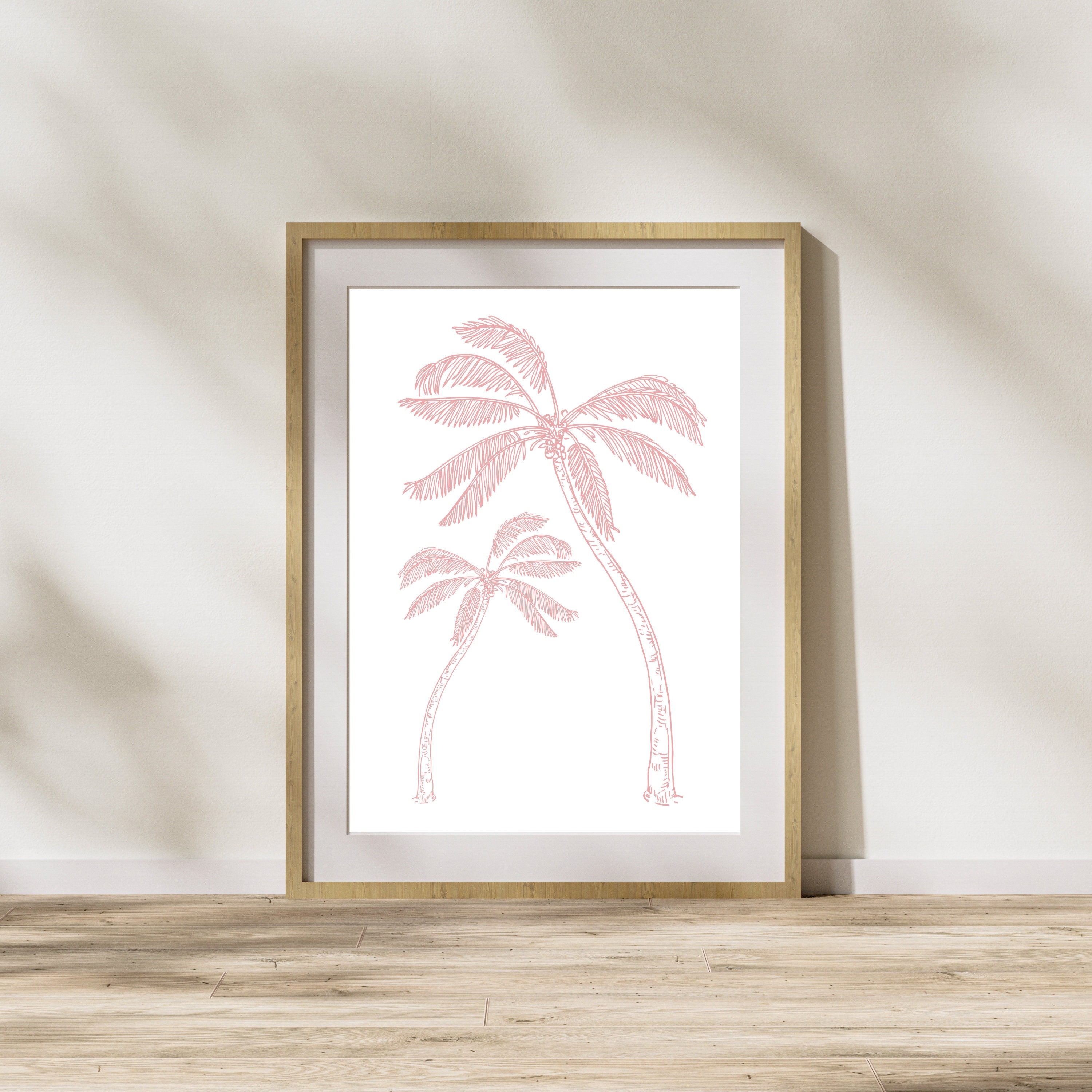 Pink Palms Wall Art, Beachy Wall Art, Palm Tree Digital Print, Coastal ...