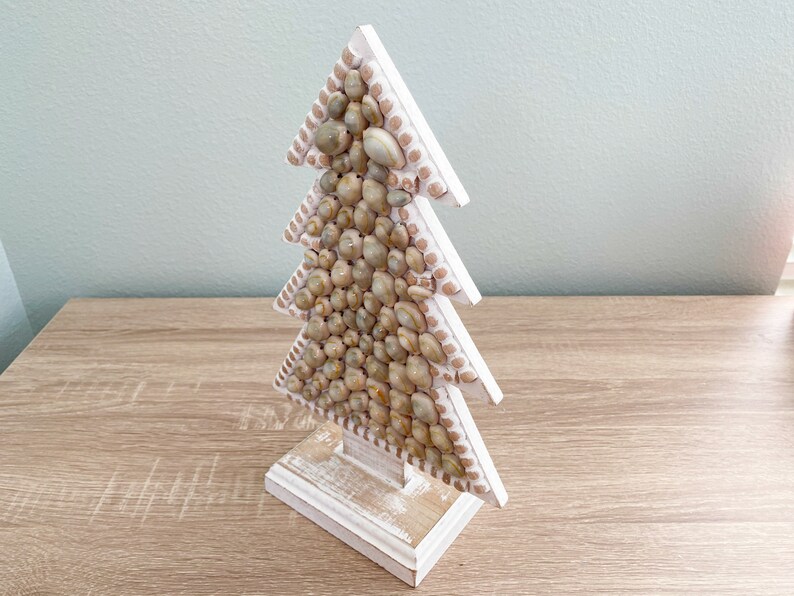 12.5 Cowrie White Washed Wood Tree Shell Christmas - Etsy