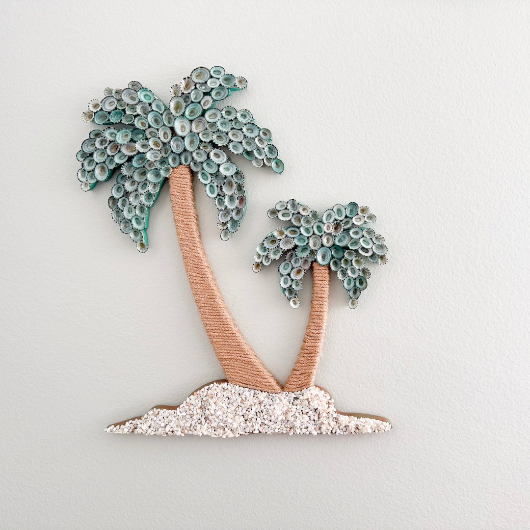Palm Tree Wall Decor, Shell Palm Tree, Palm Tree Decor, Limpet Shell Decor, Coastal Palm Tree ...