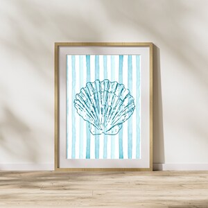 Seashell Print Light Blue Wall Art Coastal Prints Beachy Wall Art ...
