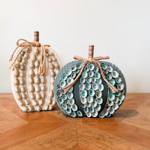 Limpet Shell Pumpkin Decor, Autumn Blue Seashell Pumpkin, Coastal ...
