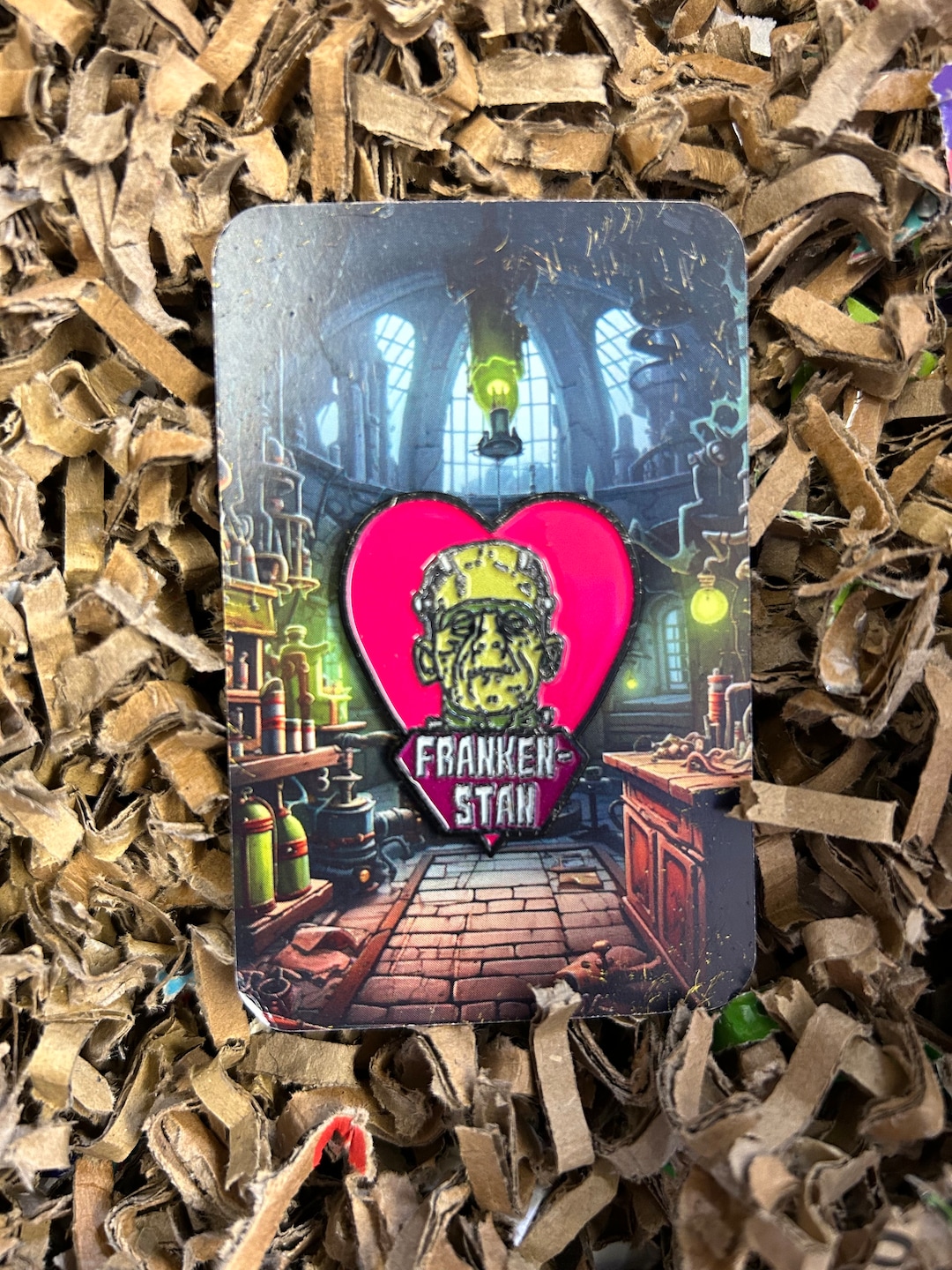 FRANKEN STAN - Frankenstein Horror Pin Badge Funny Spooky Halloween ...