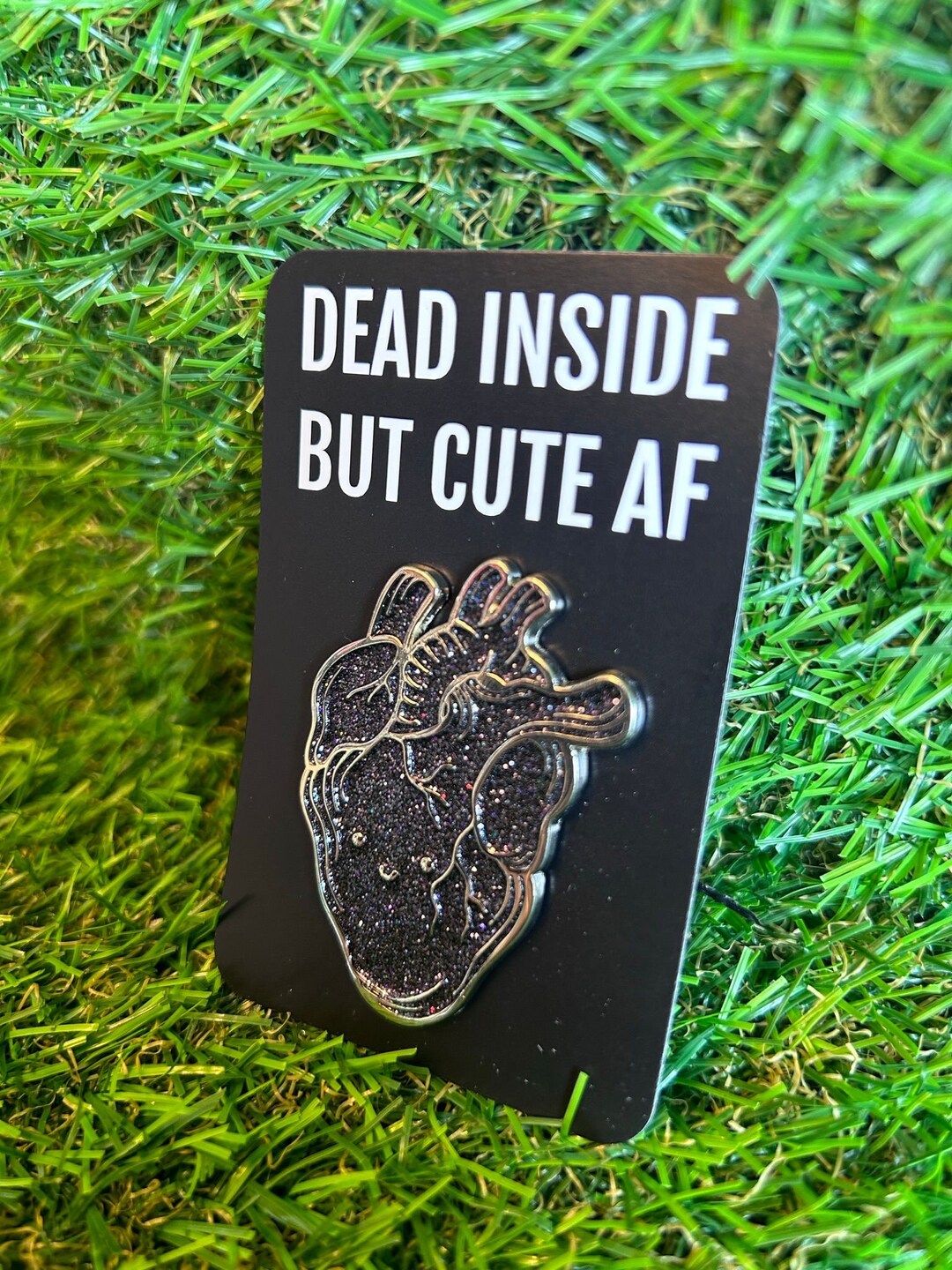 DEAD INSIDE but Cute AF *oversized Pin* - Quirky Spooky Funny Occult ...