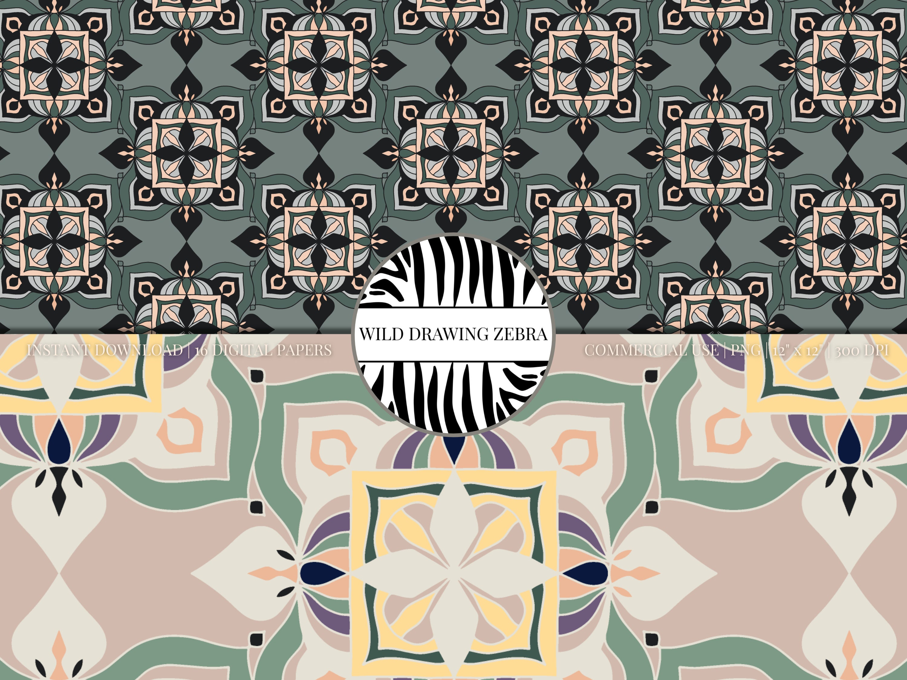 Colorful Mediterranean Printable Paper Pack - With Decorative Vintage ...