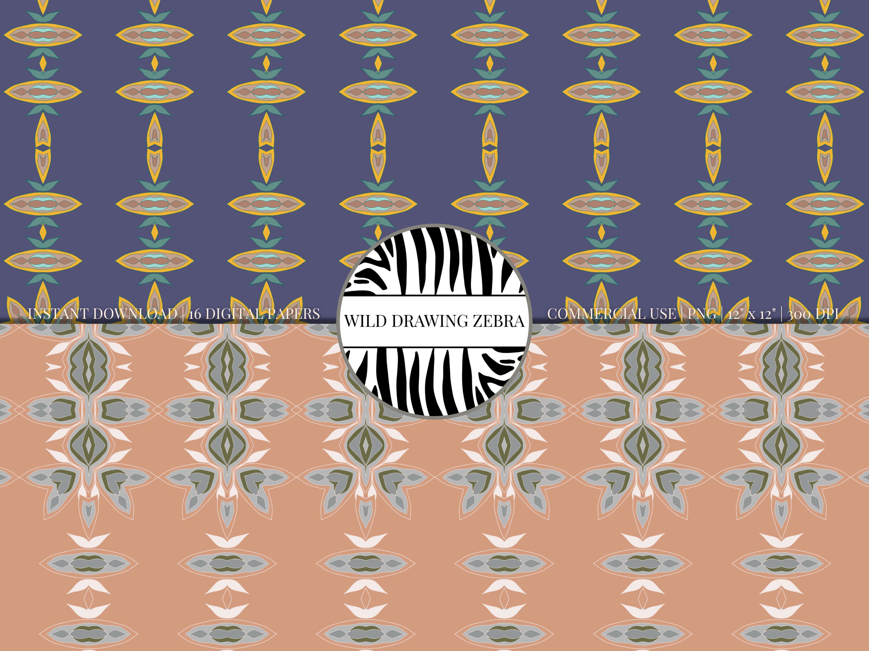 Decorative Printable Digital Paper Pack - With Abstract Floral ...