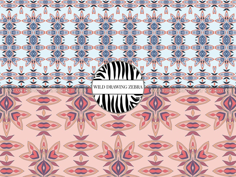 Decorative Printable Digital Paper Pack With Abstract Floral Scrapbook ...