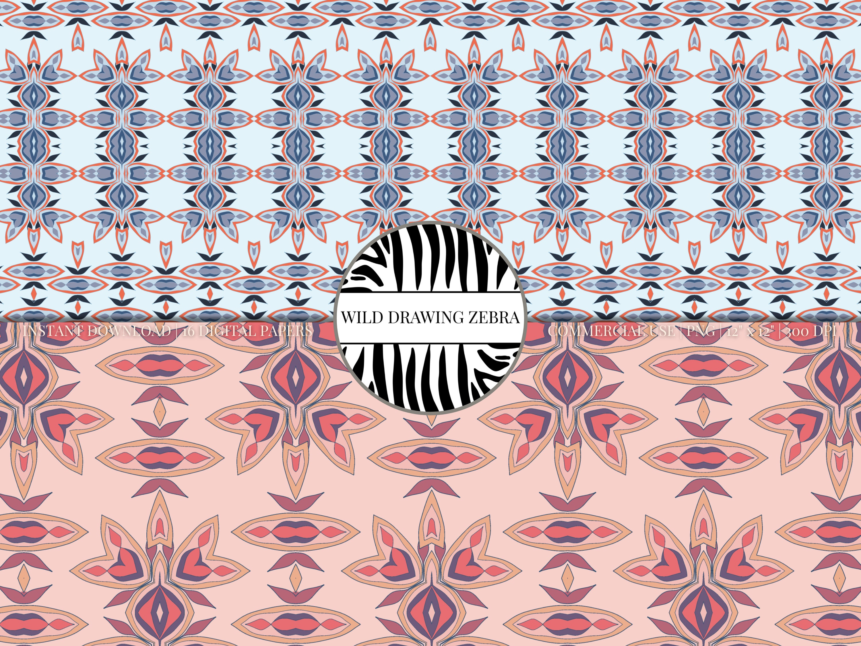 Decorative Printable Digital Paper Pack With Abstract Floral Scrapbook ...