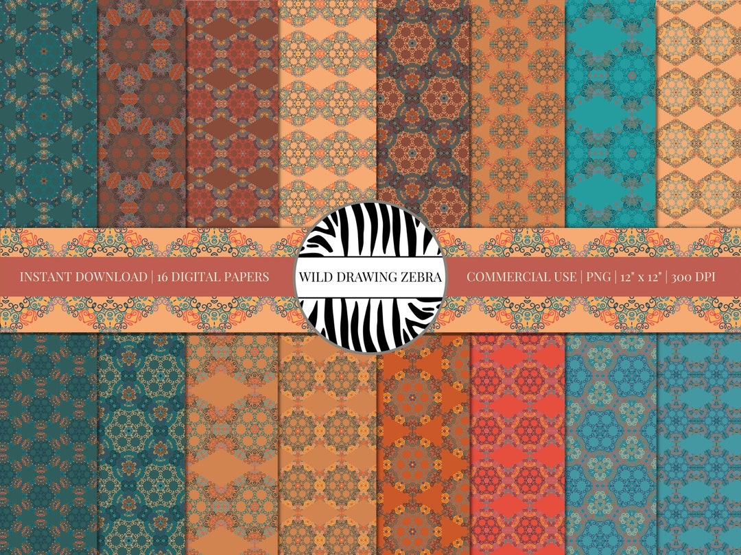 Oriental Digital Paper Pack - With Decorative Ethnic Patterns & Modern ...