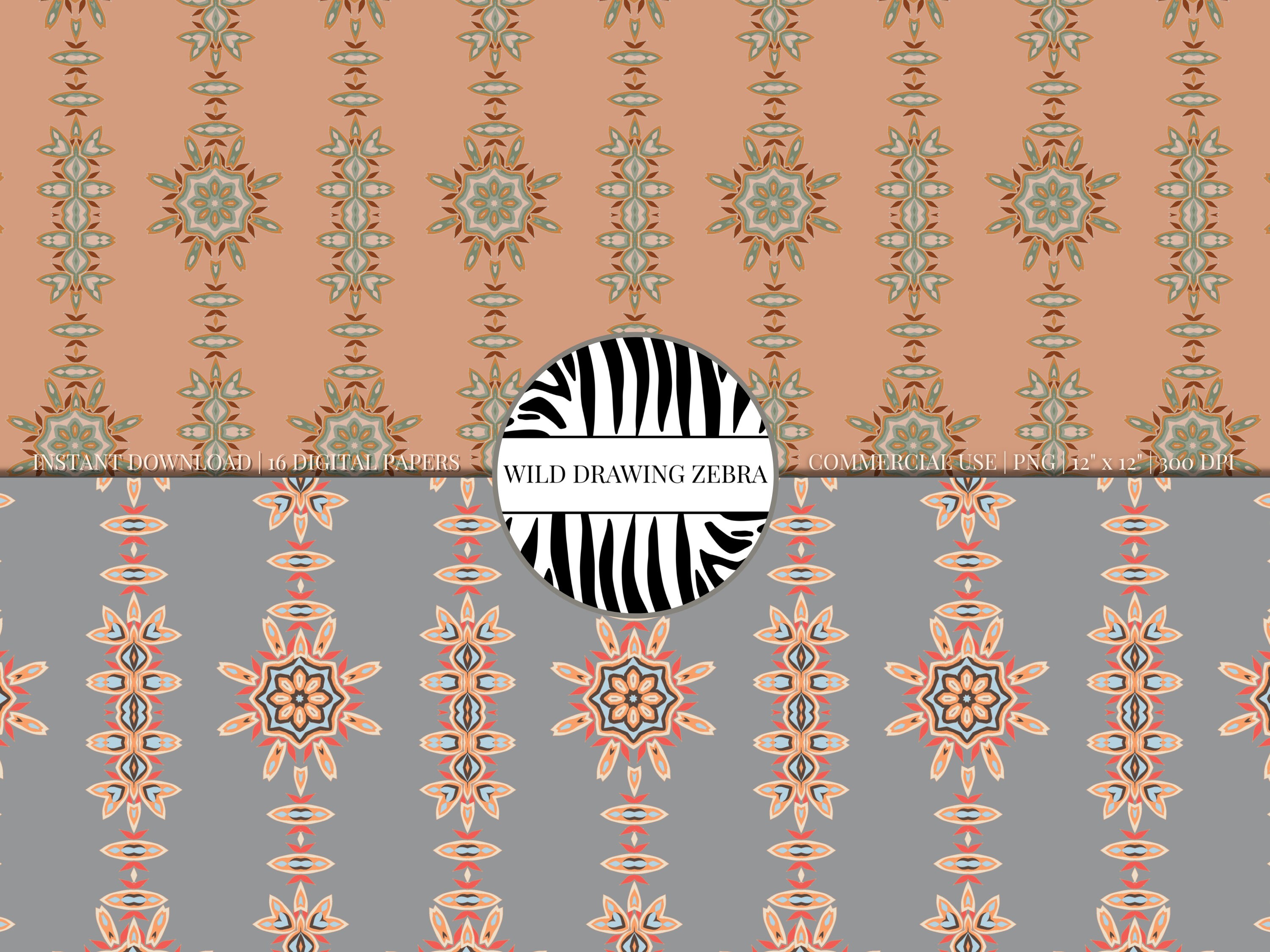 Decorative Printable Digital Paper Pack - With Abstract Floral ...