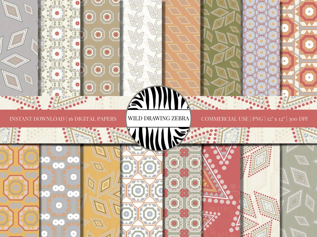 Digital Scrapbooking Papers - Digital Paper - Geometric Abstract ...