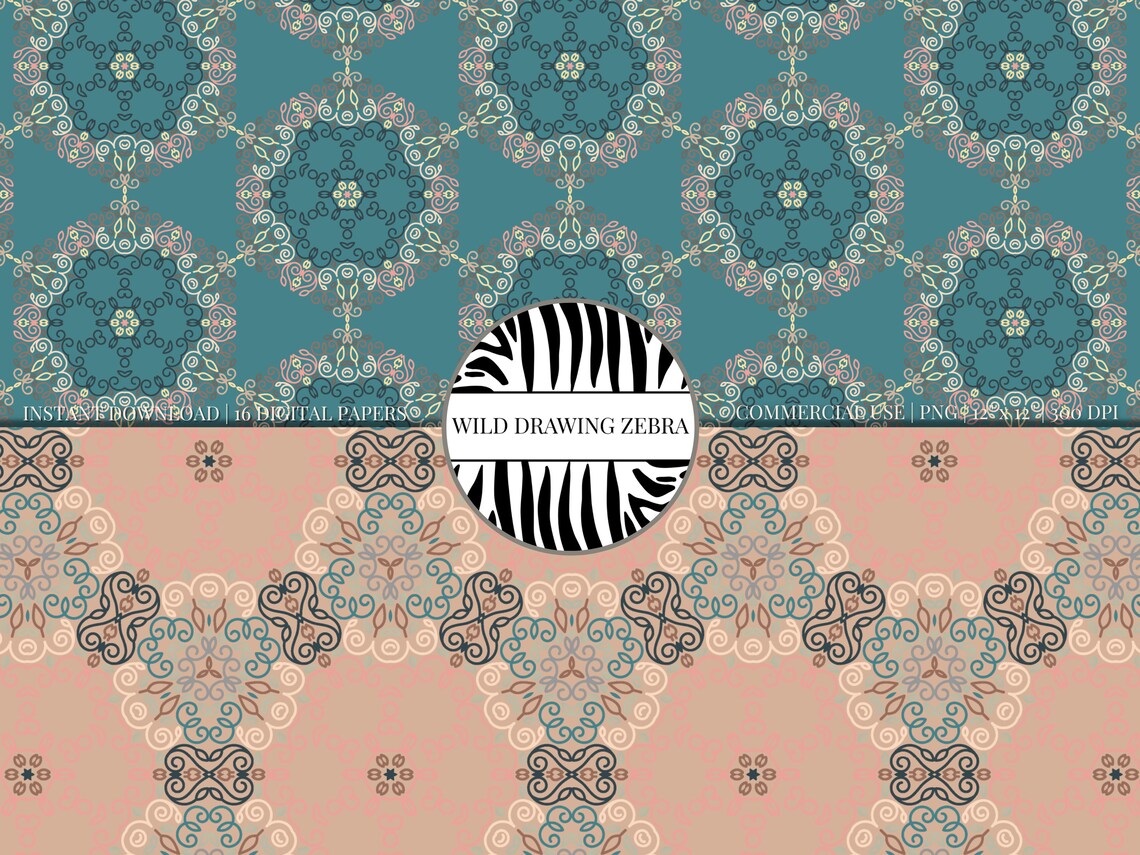 Delicate and Elegant Soho Digital Paper Pack - With Abstract Floral ...