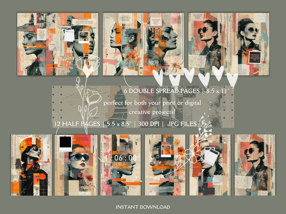 Mindful Journaling & Scrapbooking Digital Kit: Self-discovery Collage ...