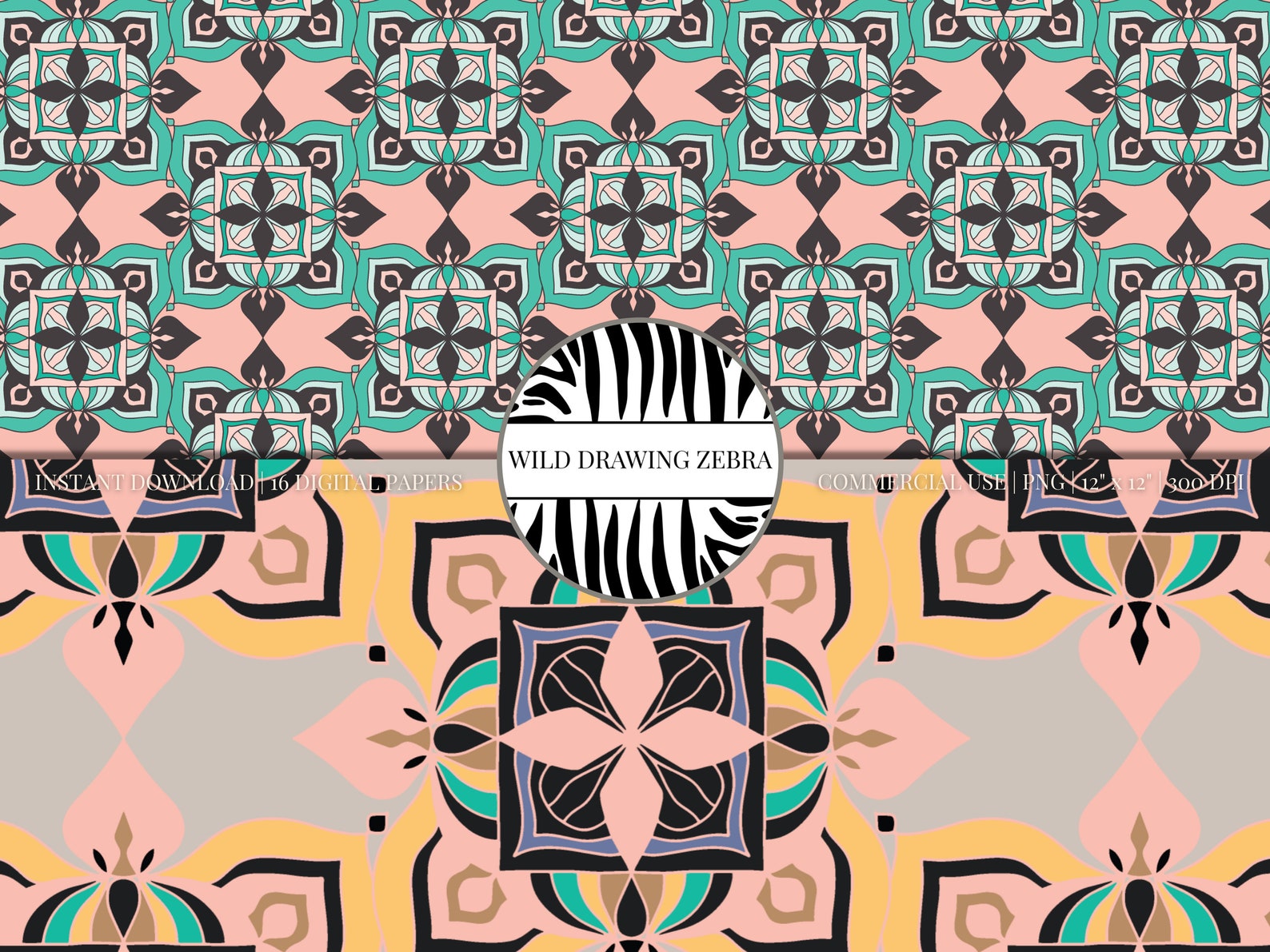 Colorful Mediterranean Printable Paper Pack - With Decorative Vintage ...