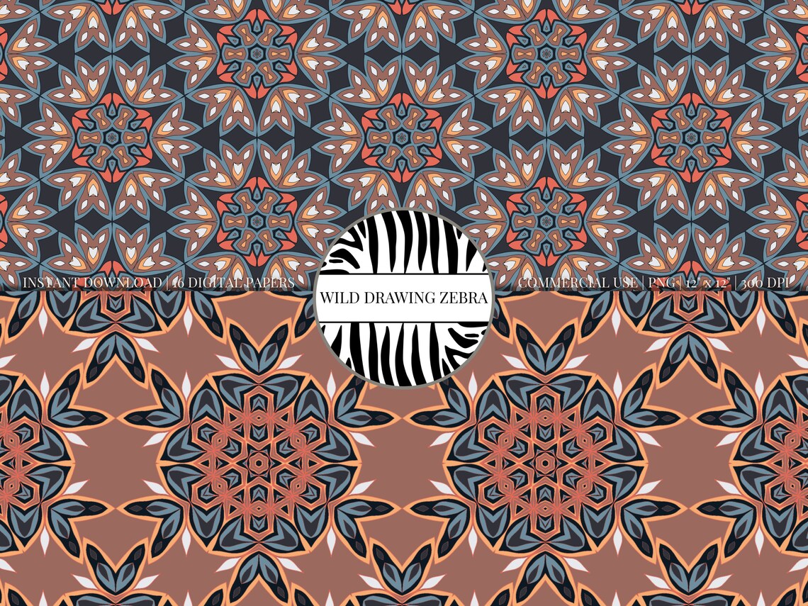 Geometric Arabesque Printable Paper Pack - With Ornamental ...