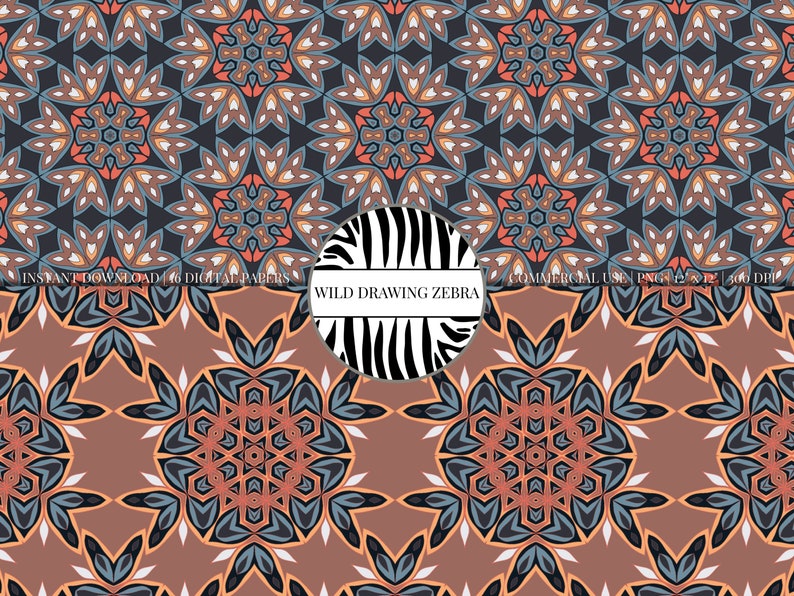 Geometric Arabesque Printable Paper Pack - With Ornamental ...