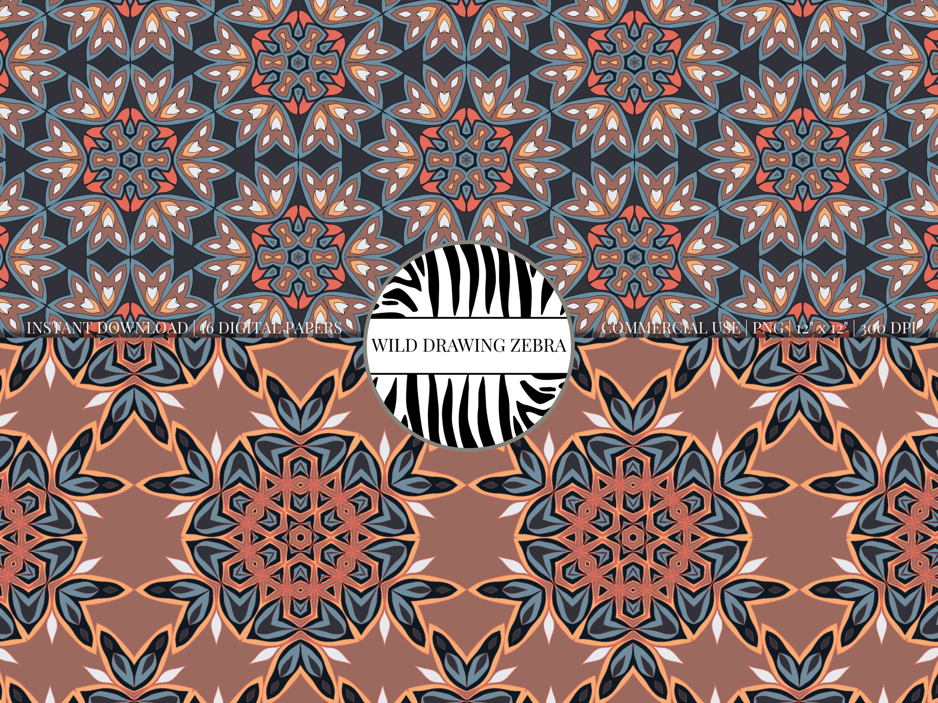 Geometric Arabesque Printable Paper Pack - With Ornamental ...