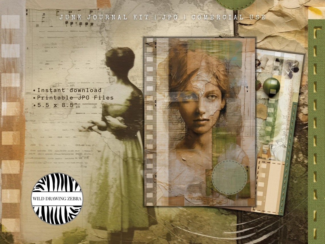 Printable Half Papers for Junk Journals, Vintage-inspired Collage ...