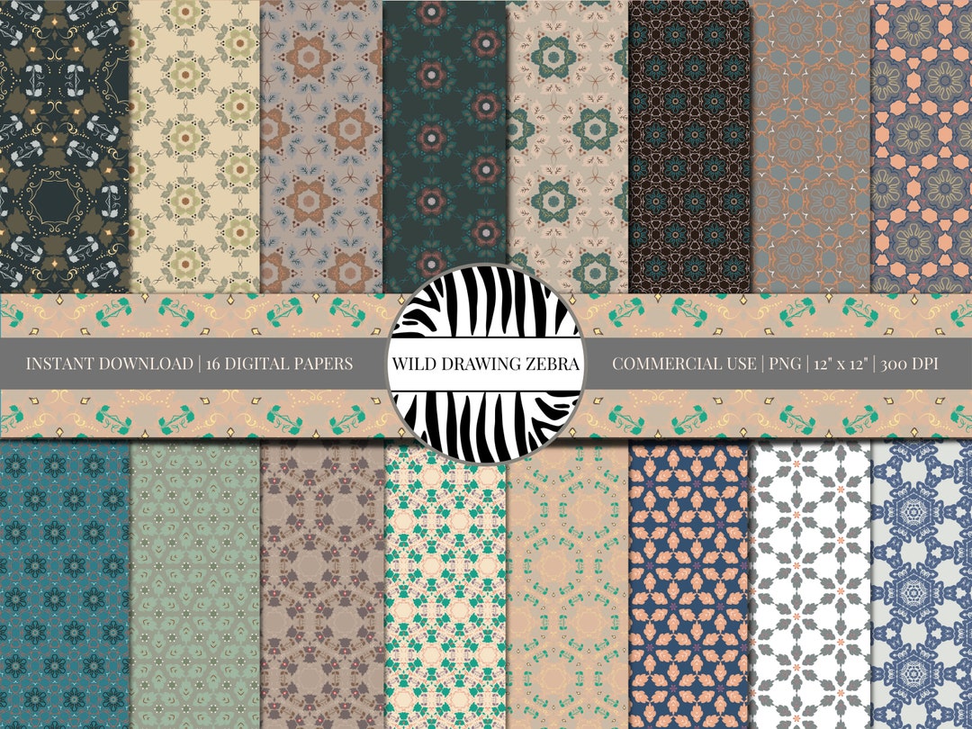 Abstract Batik Printable Digital Papers - With Baroque Damask Scrapbook ...