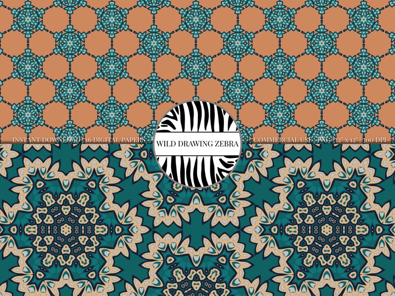 Geometric Arabesque Printable Paper Pack - With Ornamental ...
