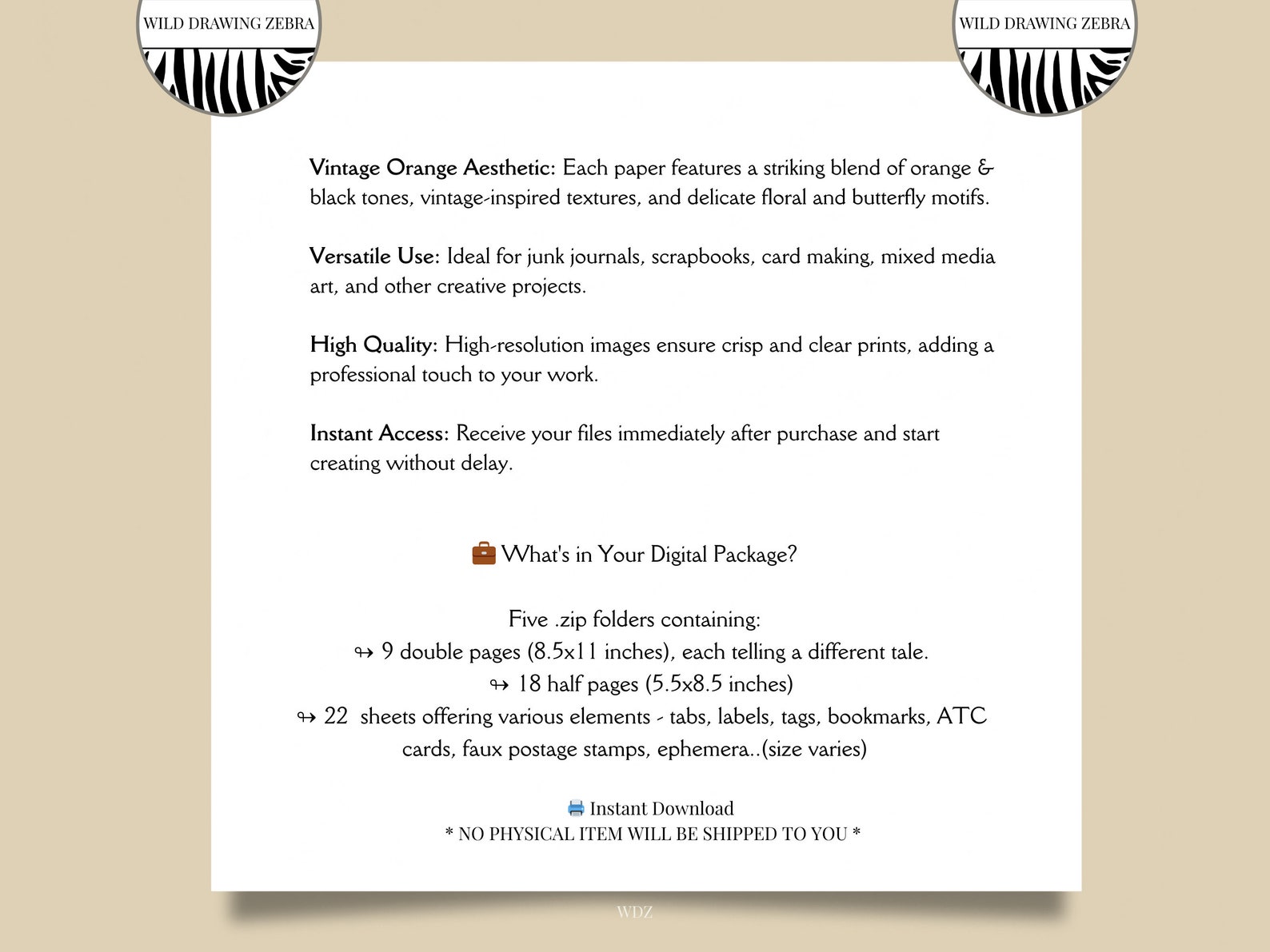 Modern Vintage Orange Aesthetic Digital Scrapbook Papers - Junk Journal ...