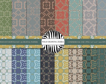 Decorative Boho Digital Paper Pack With Modern Retro | Etsy