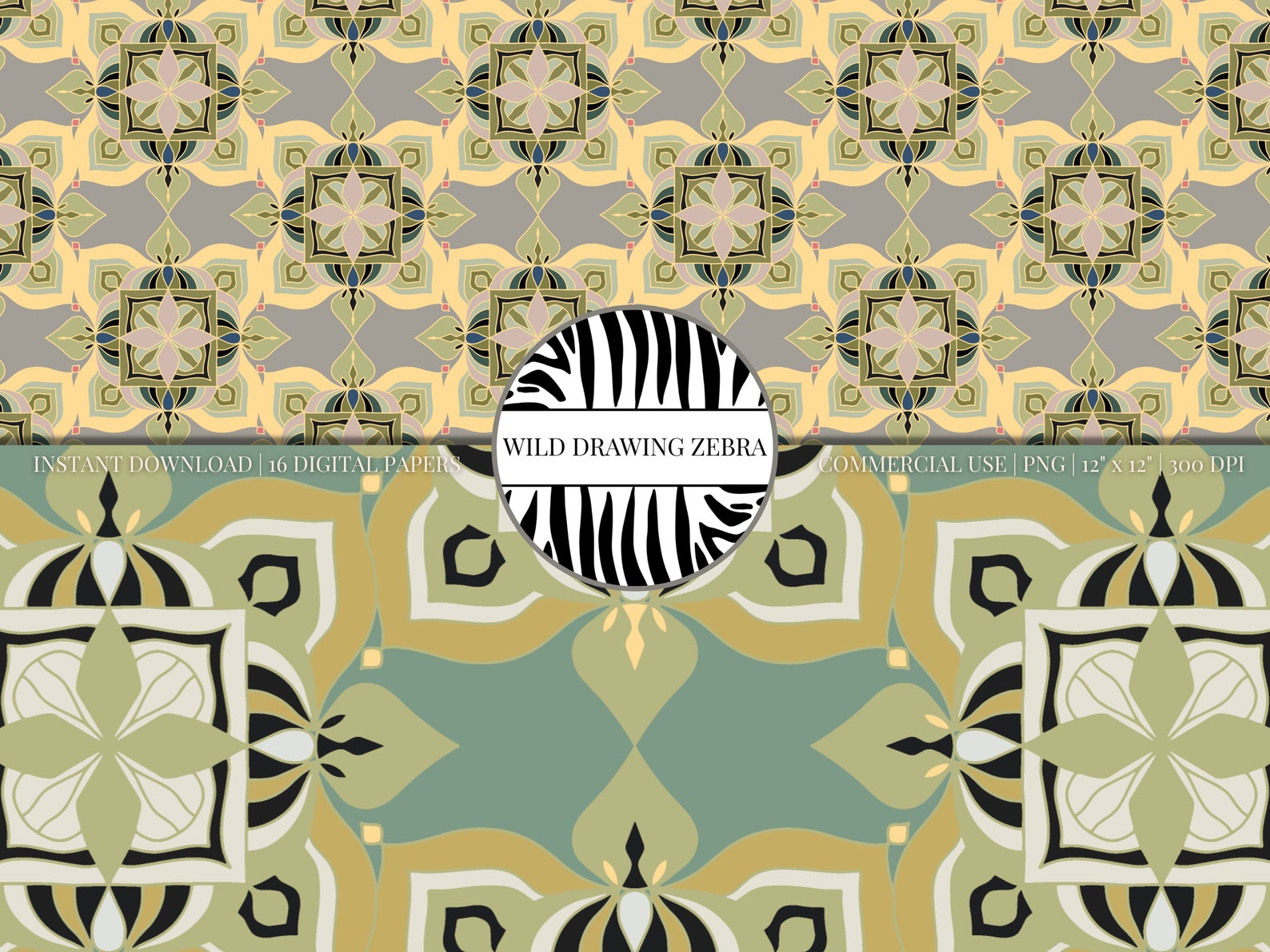 Colorful Mediterranean Printable Paper Pack - With Decorative Vintage ...