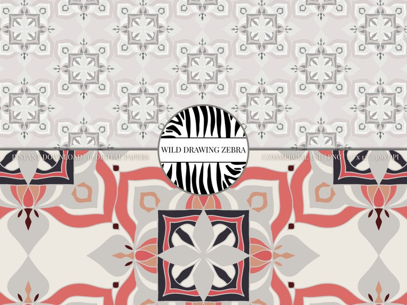 Geometric Mediterranean Printable Paper Pack - With Decorative Vintage ...