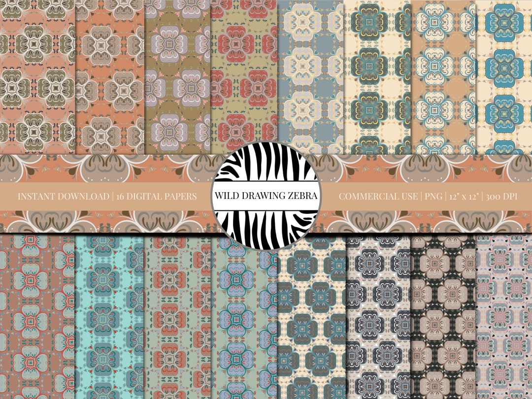 Printable Abstract Digital Papers Pack - With Geometric Floral ...