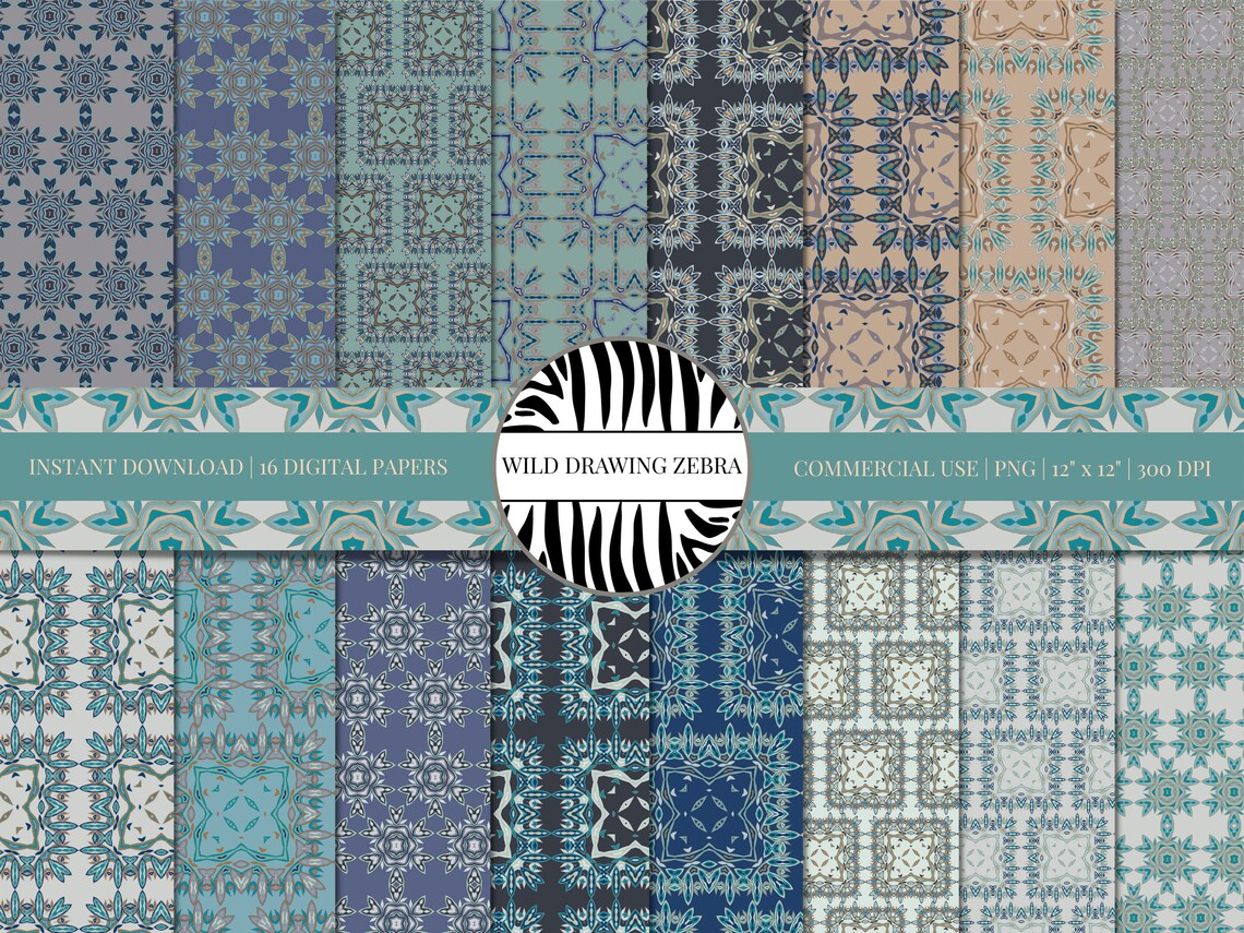 Decorative Boho Digital Paper Pack - With Modern Retro Scrapbook Papers ...
