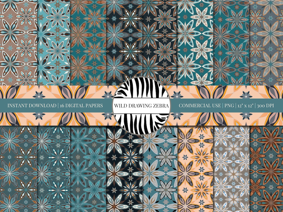 Decorative Ornamental Digital Paper Pack - With Azulejo Inspired ...