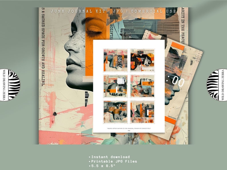 Mindful Journaling & Scrapbooking Digital Kit: Self-discovery Collage ...