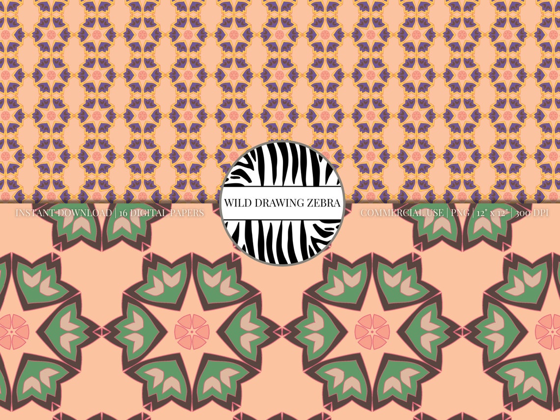 Geometric Arabesque Printable Paper Pack - With Ornamental ...