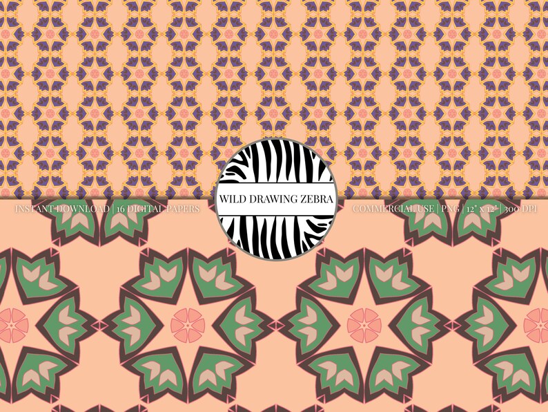 Geometric Arabesque Printable Paper Pack - With Ornamental ...