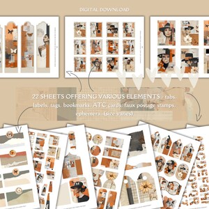 Modern Vintage Orange Aesthetic Digital Scrapbook Papers - Junk Journal ...