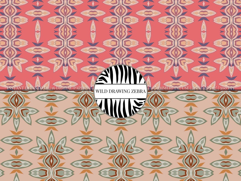 Decorative Printable Digital Paper Pack - With Abstract Floral ...