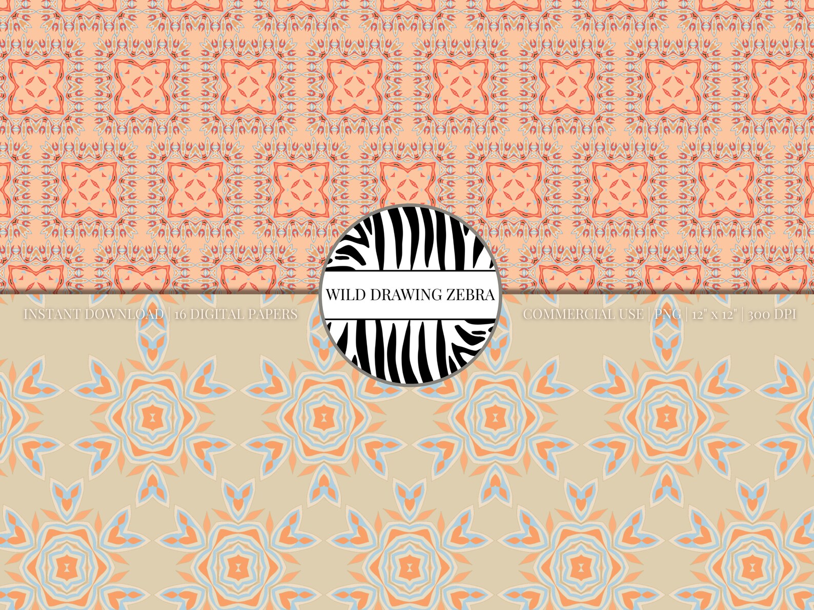 Modern Boho Digital Paper Pack - With Decorative Ethnic Patterns ...