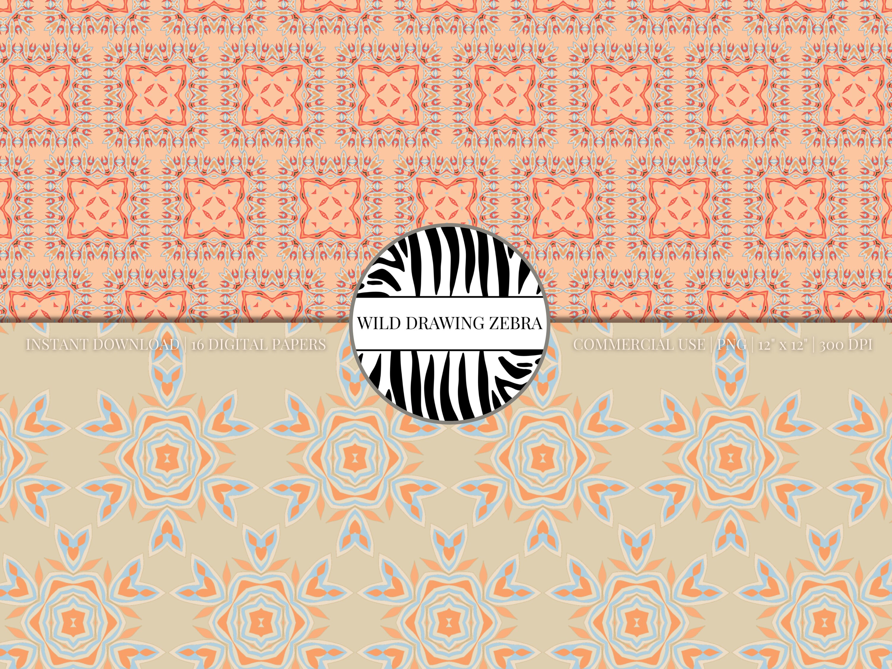 Modern Boho Digital Paper Pack - With Decorative Ethnic Patterns ...